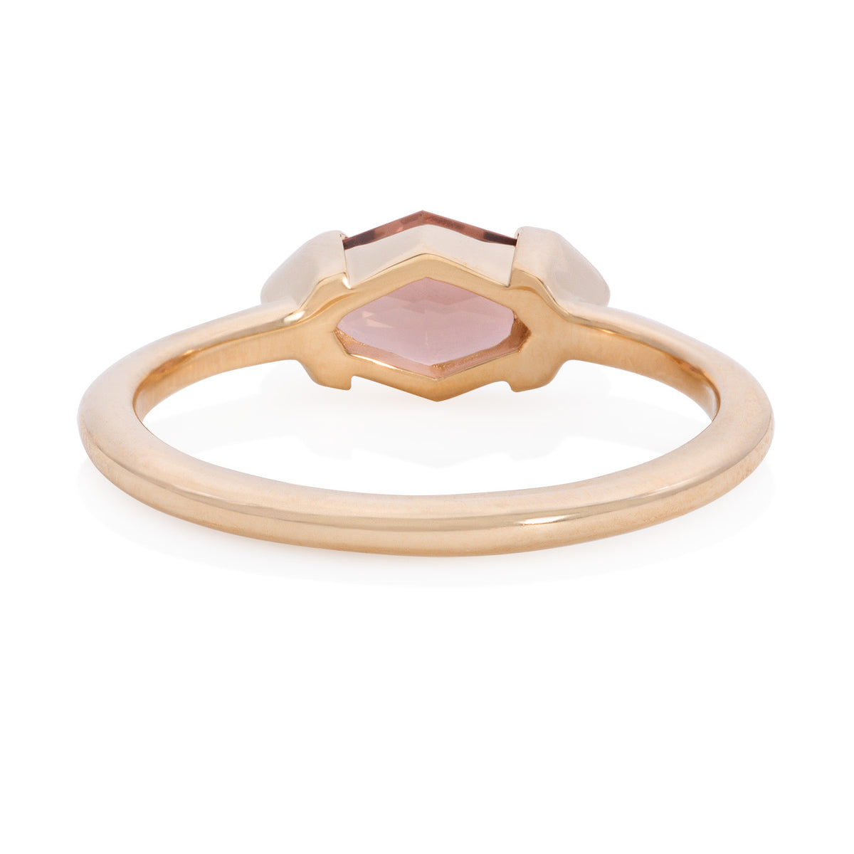 OOAK Half Bezel Octagon Peach Spinel Ring - SOLD