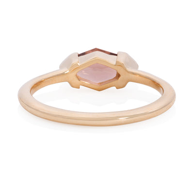 OOAK Half Bezel Octagon Peach Spinel Ring - SOLD