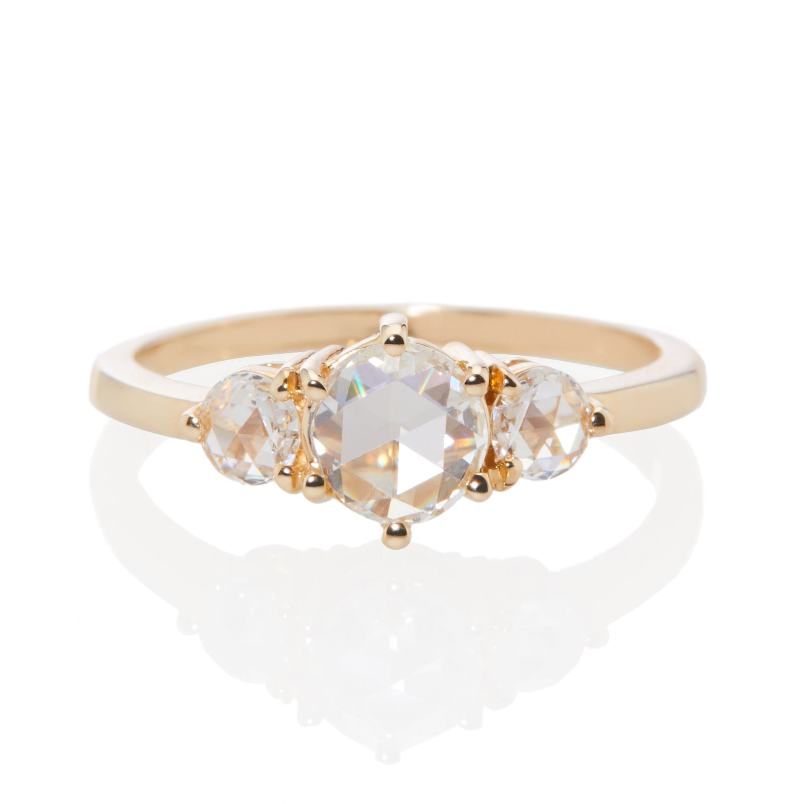 Large Tidals Ring with White Rose Cut Diamonds