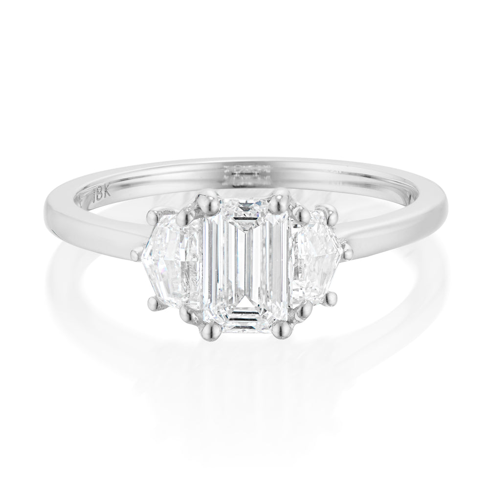 One-of-a-Kind Emerald and Cadillac Cut Diamond Ring