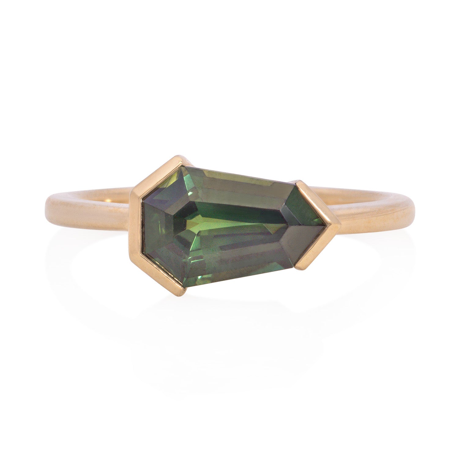 OOAK Green Sapphire Heptagon Ring - SOLD
