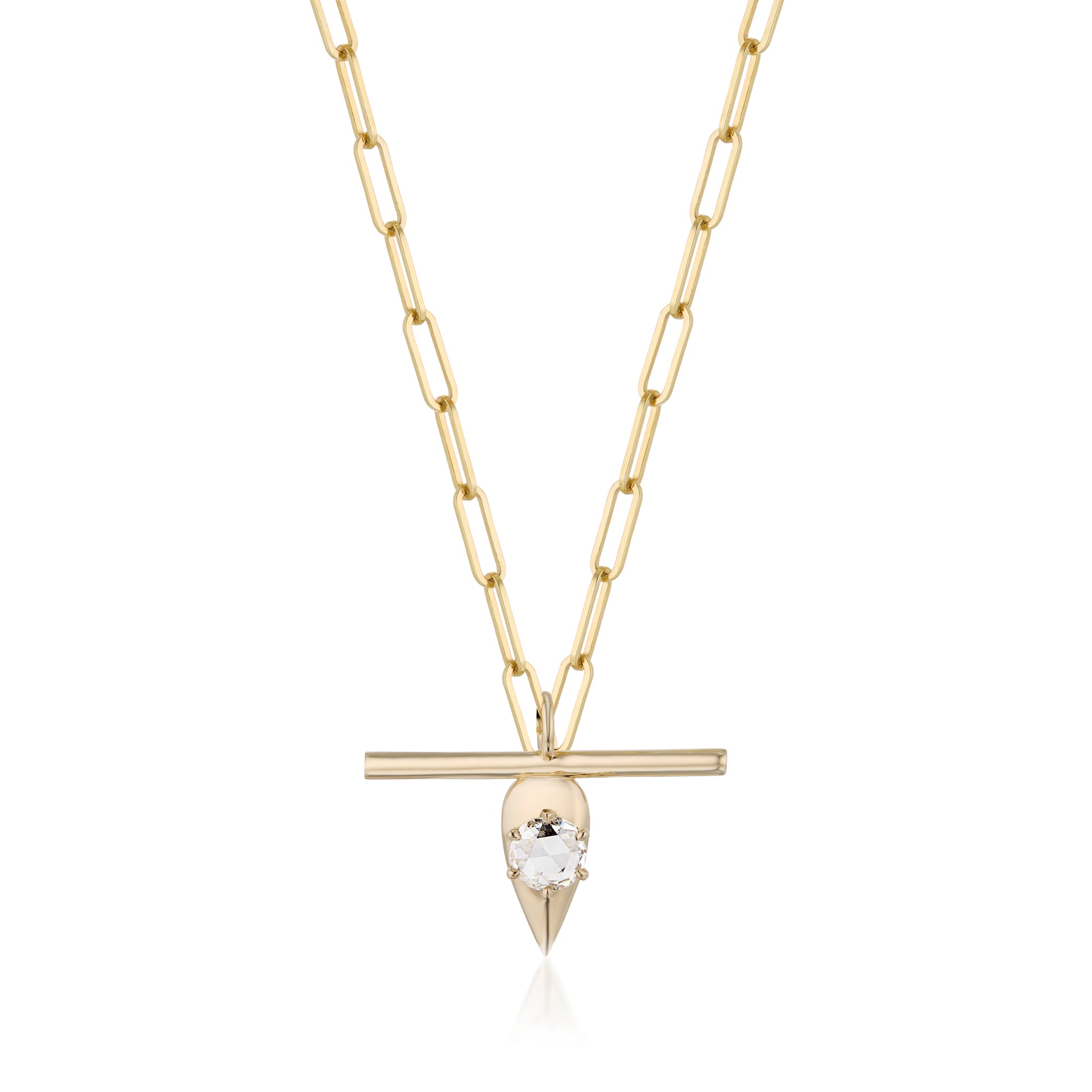 Swoop T-Bar Rose Cut Diamond Necklace