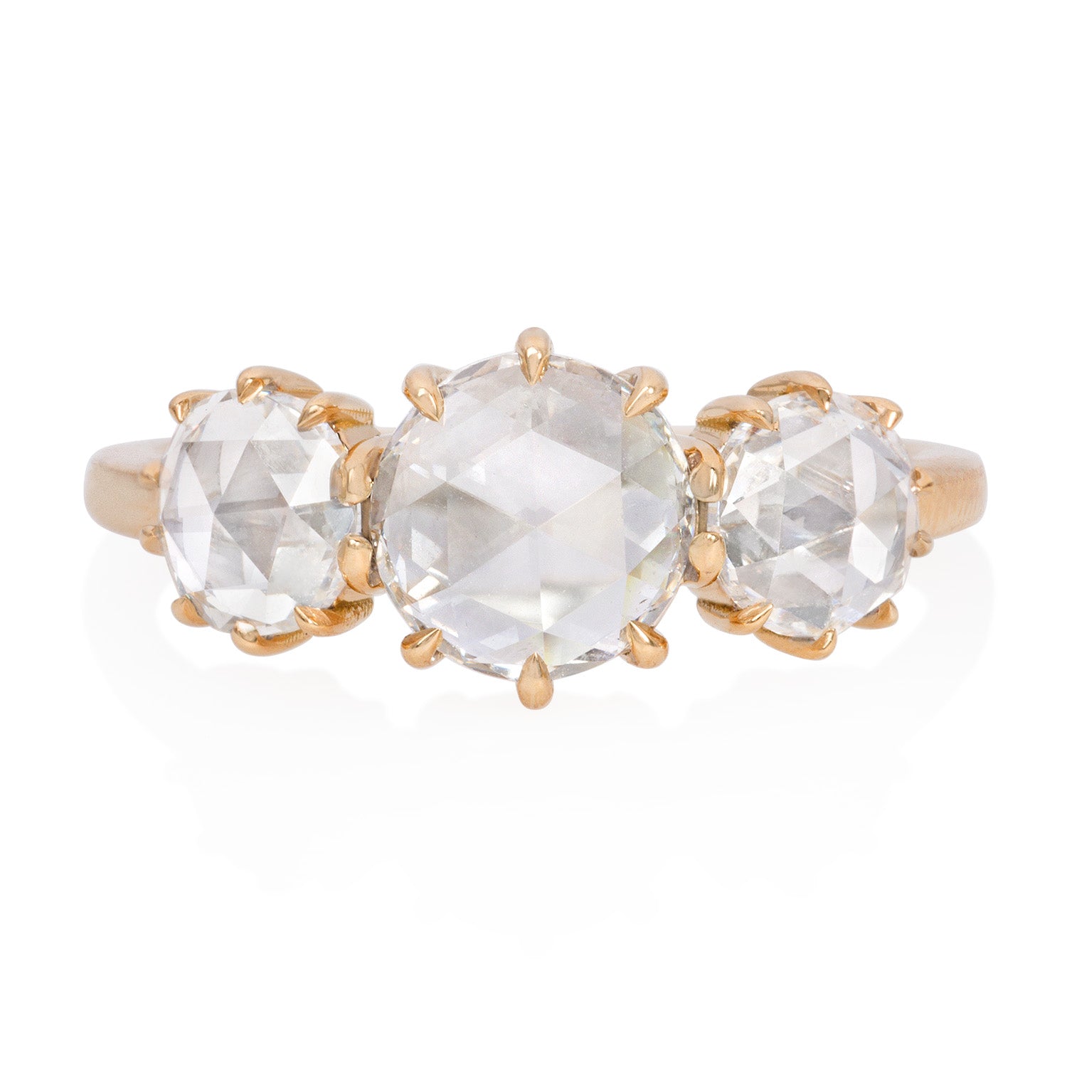 OOAK 3-Stone Round Rose Cut Diamond Ring – Vale Jewelry